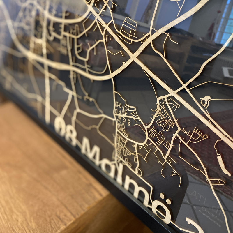 Bykort udskåret i træ - Design dit eget